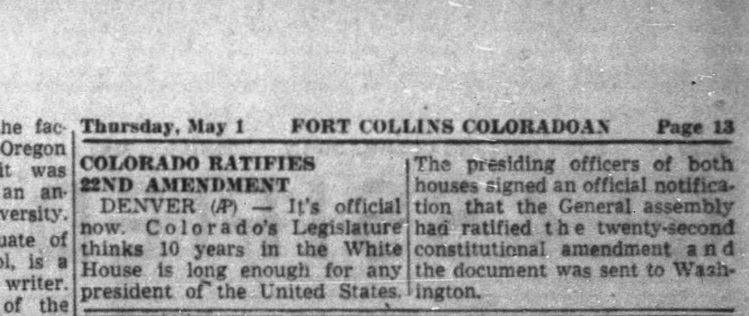 2 presidential terms, 41 states: the ratification of the 22nd Amendment ...