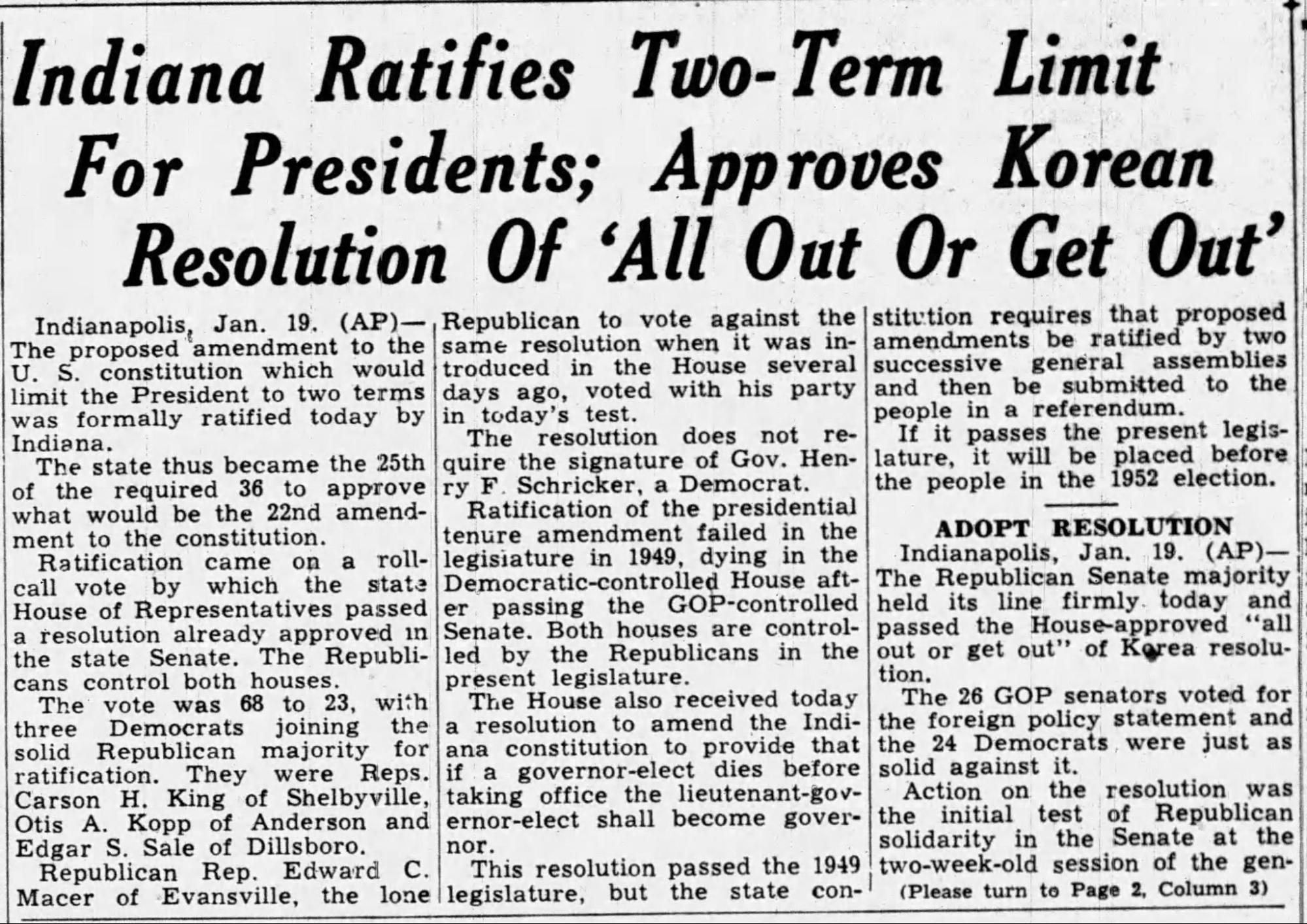 2 presidential terms, 41 states: the ratification of the 22nd Amendment ...
